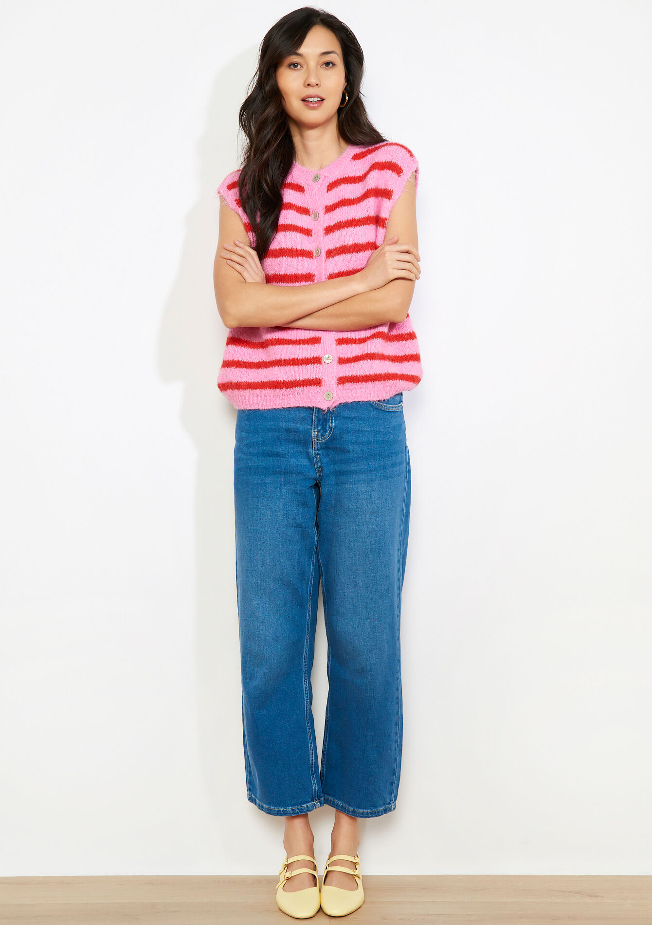 Mouwloze gestreepte gilet | LolaLiza