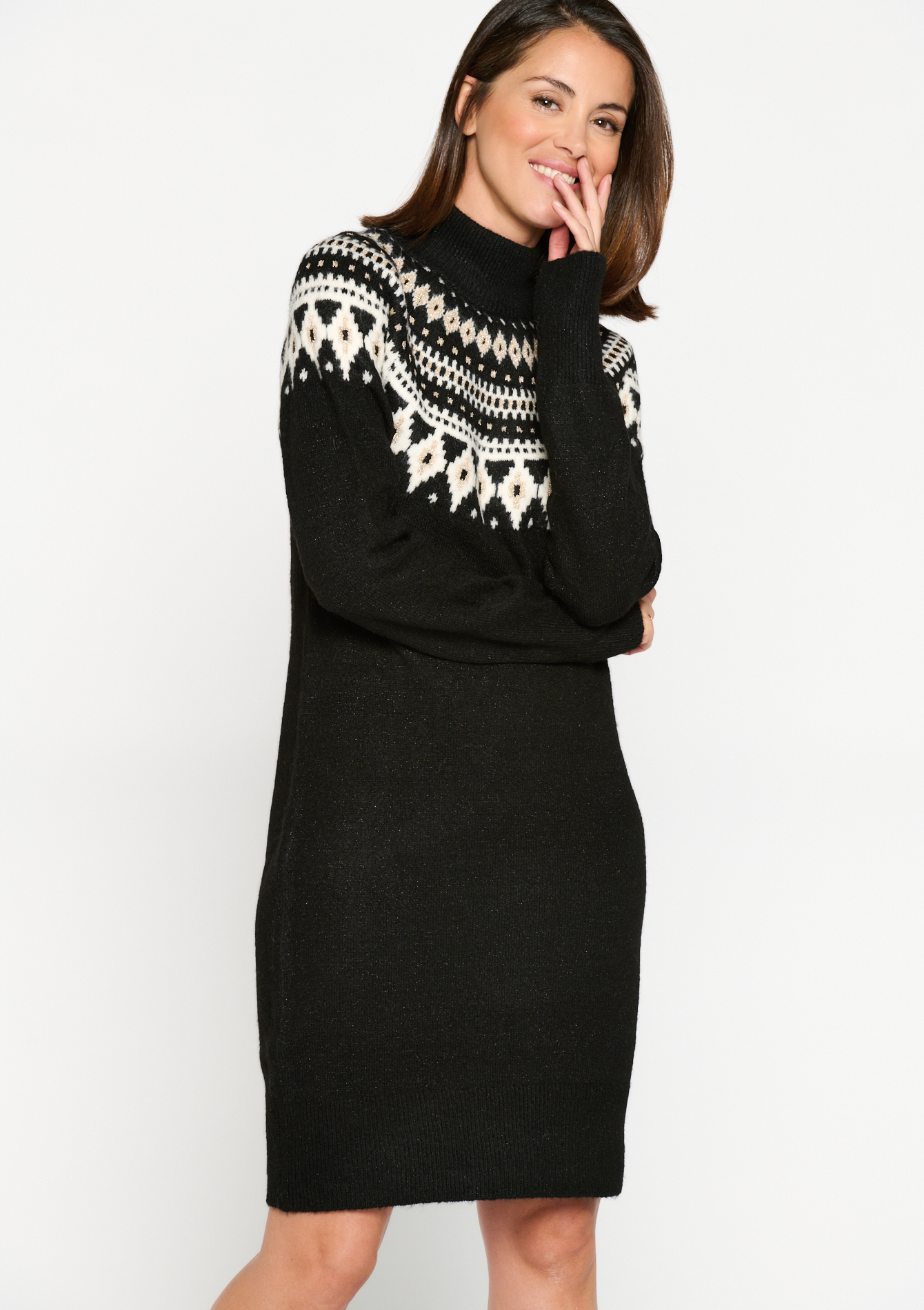 Pullover dress with jacquard - LolaLiza