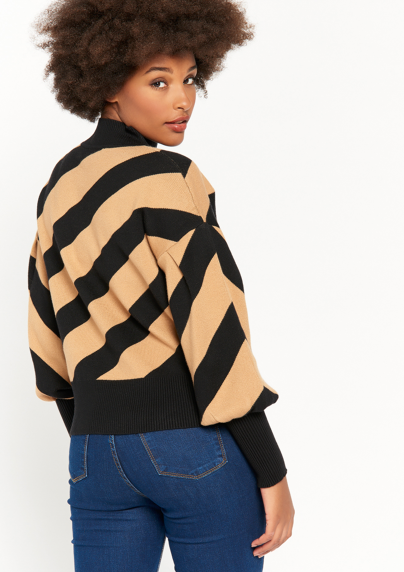 Rollneck sweater with stripes - LolaLiza