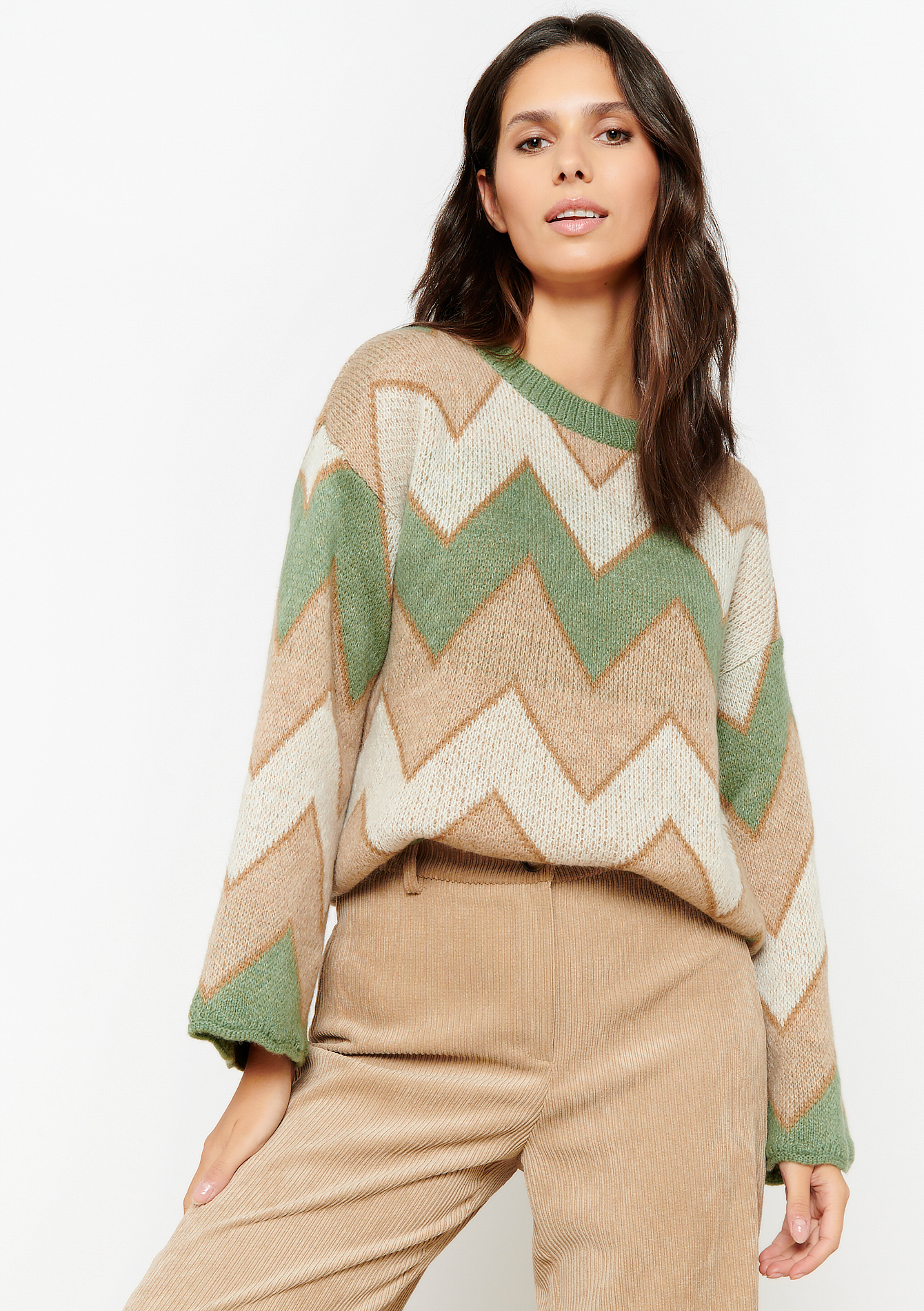 Jacquard trui met zigzagpatroon - LolaLiza