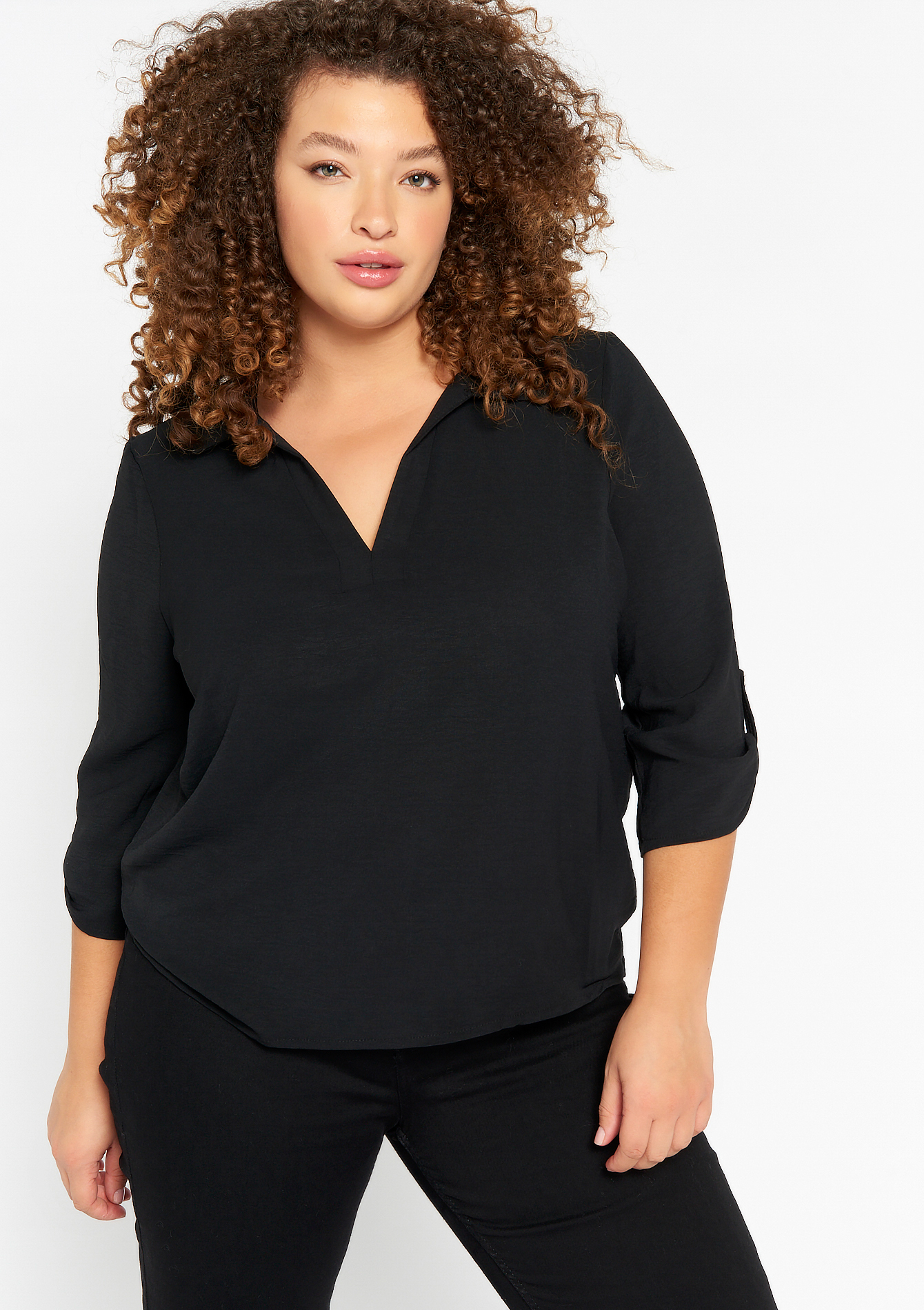Blouse with V-neck - LolaLiza